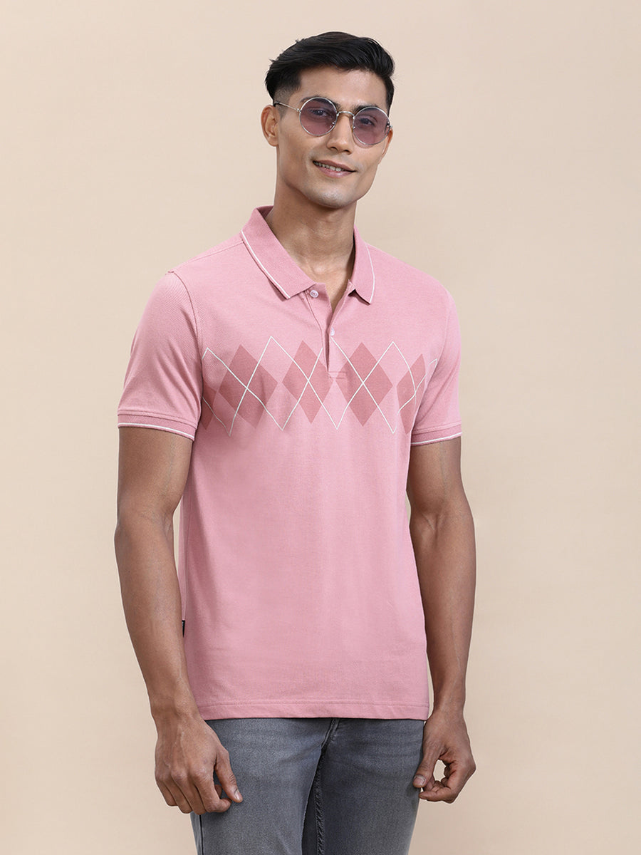 Buy Chest Diamond Panel Printed Slim Fit Polo – Crocodile
