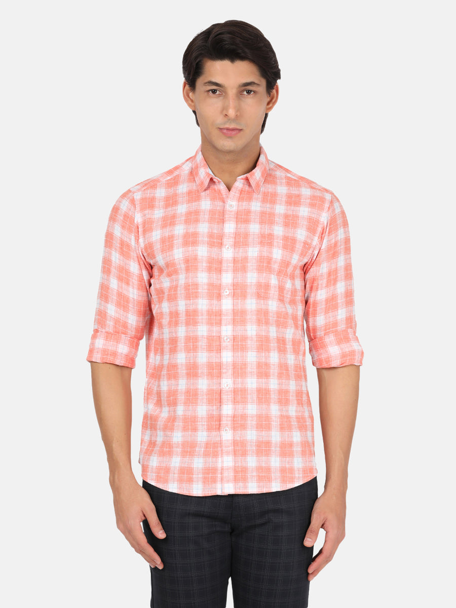 Buy Light Orange Checked Full Sleeve Shirt – Crocodile