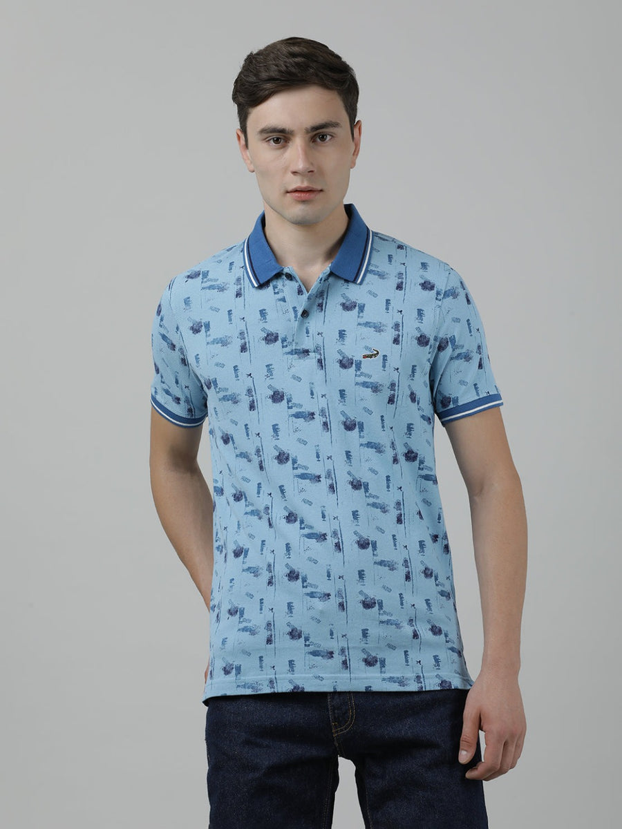 Buy Printed Light Blue Polo T-Shirt – Crocodile