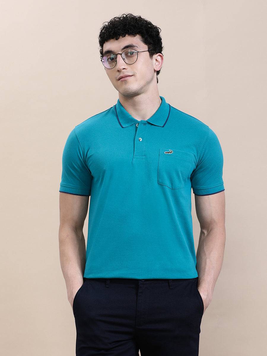 Buy Jade Green Solid Polo T-Shirt with Pocket – Crocodile