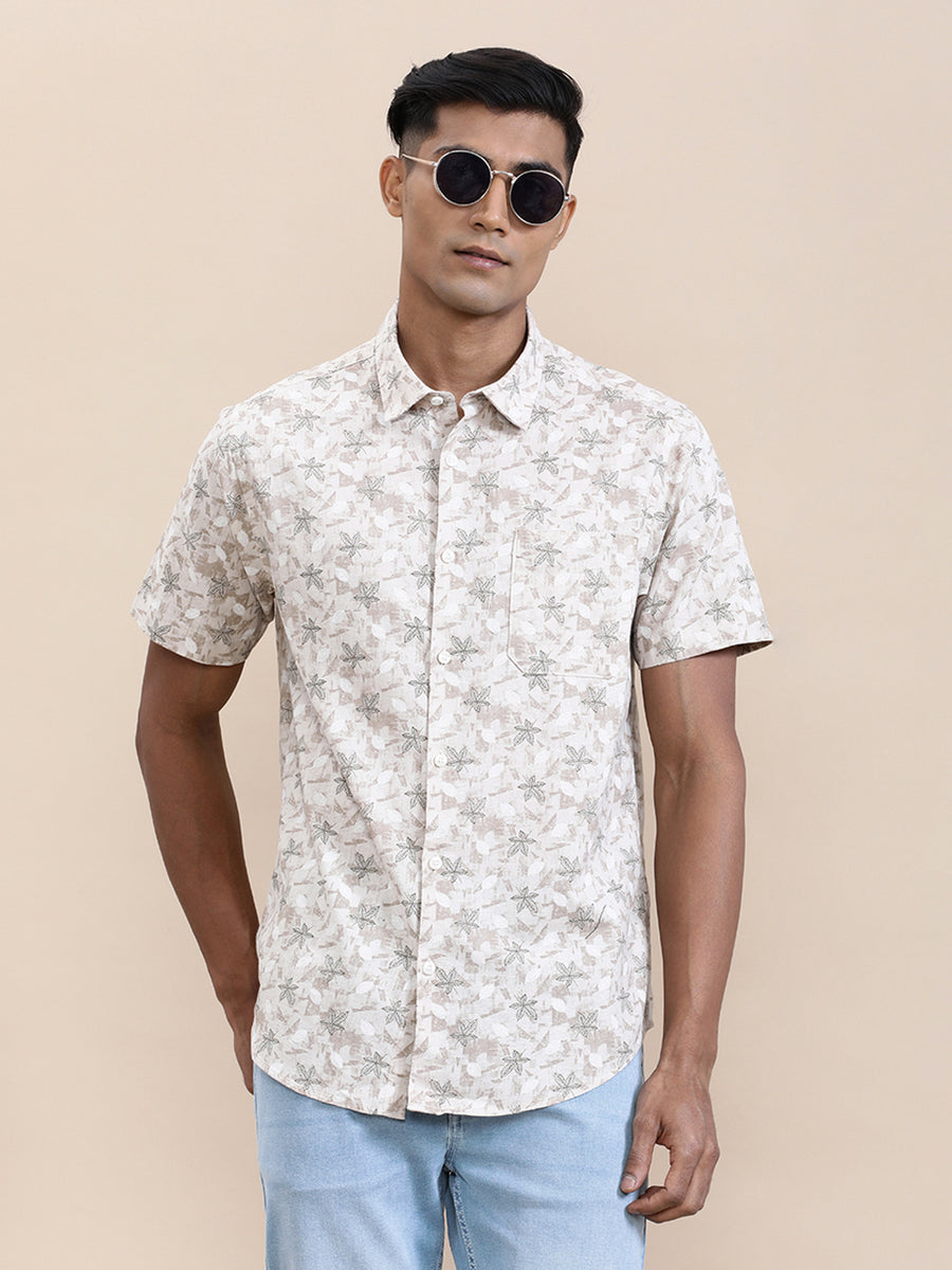 Buy Cotton Leaf Printed Half Sleeve Shirt – Crocodile