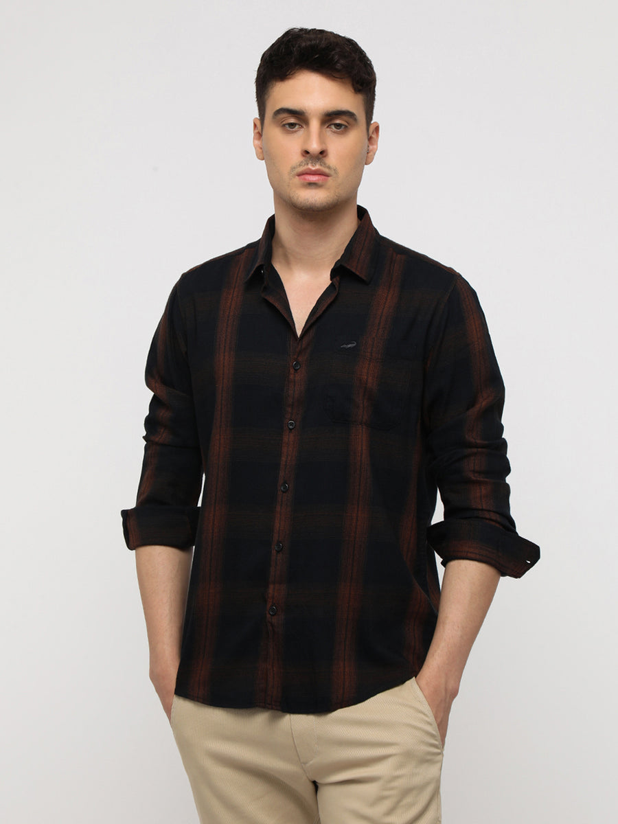 Buy Black Soft Finish Checks Shirt – Crocodile