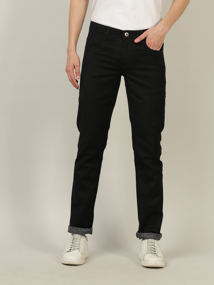 Buy Black Solid Mid Rise Slim Fit Jean Online India – Crocodile