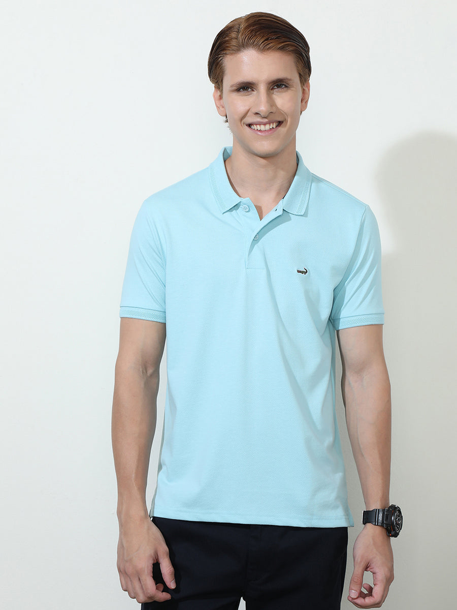 Buy Blue Solid Half Sleeve Casual Polo T-Shirt – Crocodile